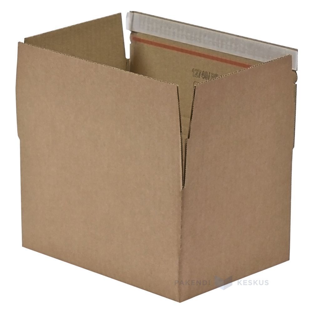 Corrugated carton box with glue strip opening strip and different ...