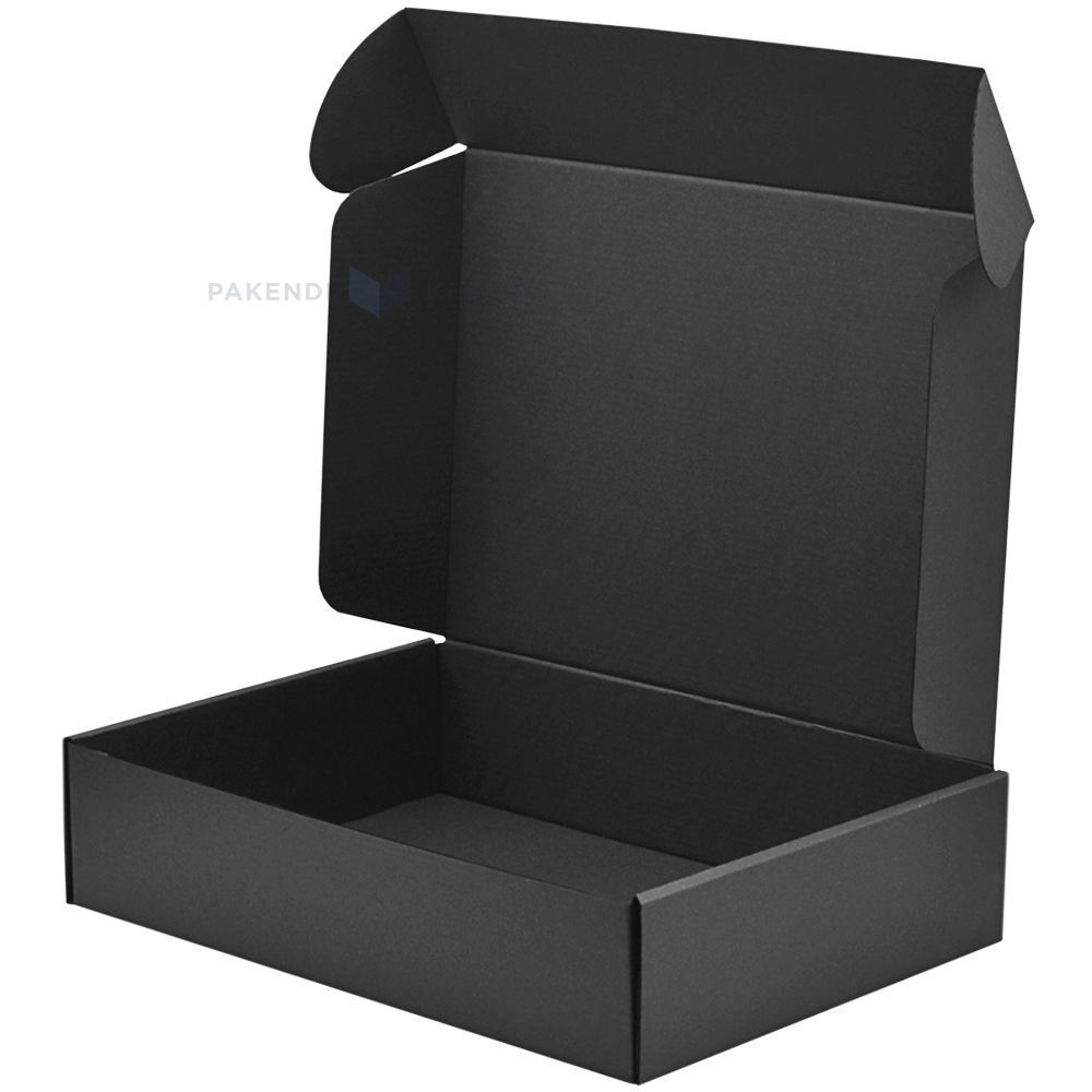 Black mini corrugated carton box 305x215x70mm - Packforce
