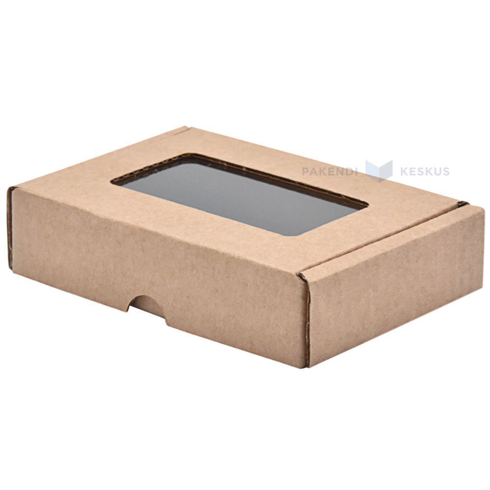 Minicorrugated carton box with lid and window 90x60x20mm - Pakendikeskus