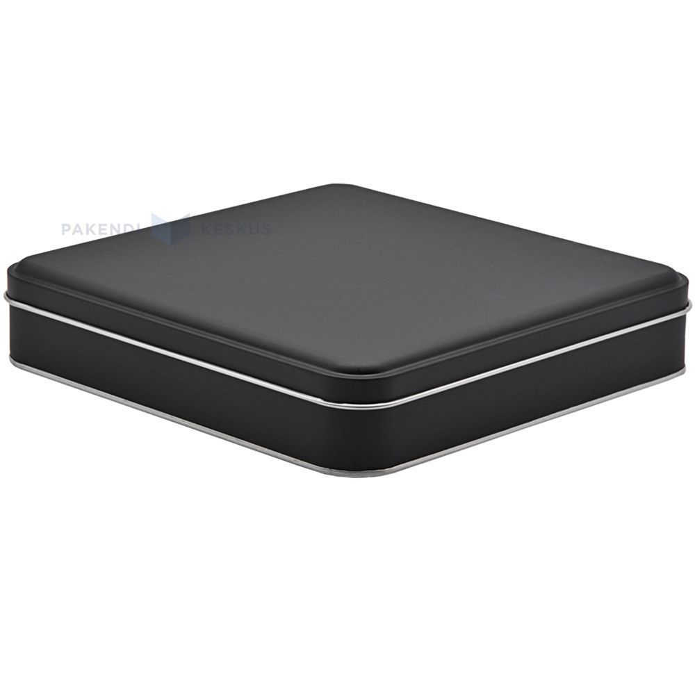Matte black silver inside metal box with lid 215x215x40mm - Packforce