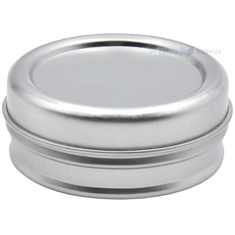 Silver metal box with lid with diameter 50mm with height 18mm ...