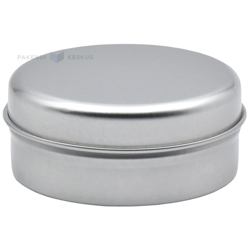 Silver metal box with lid with diameter 73mm with height 27mm - Packforce