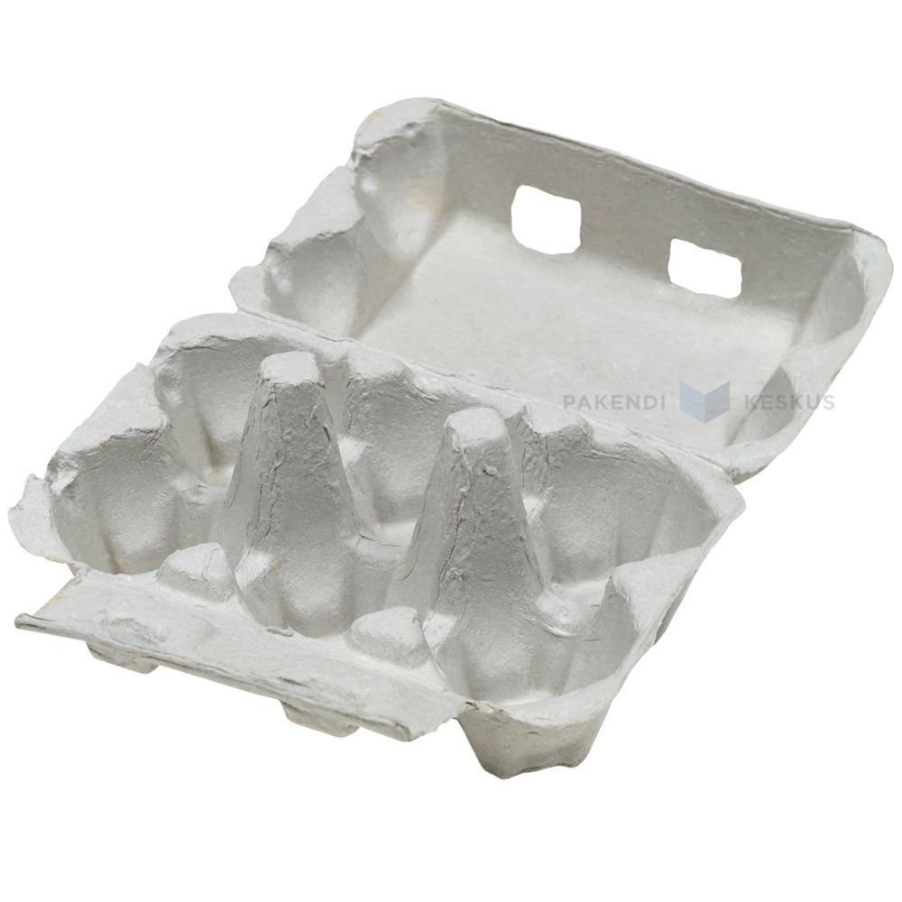 Gray egg carton for 6 eggs S M L, 2x50pcs/pack - Pakendikeskus