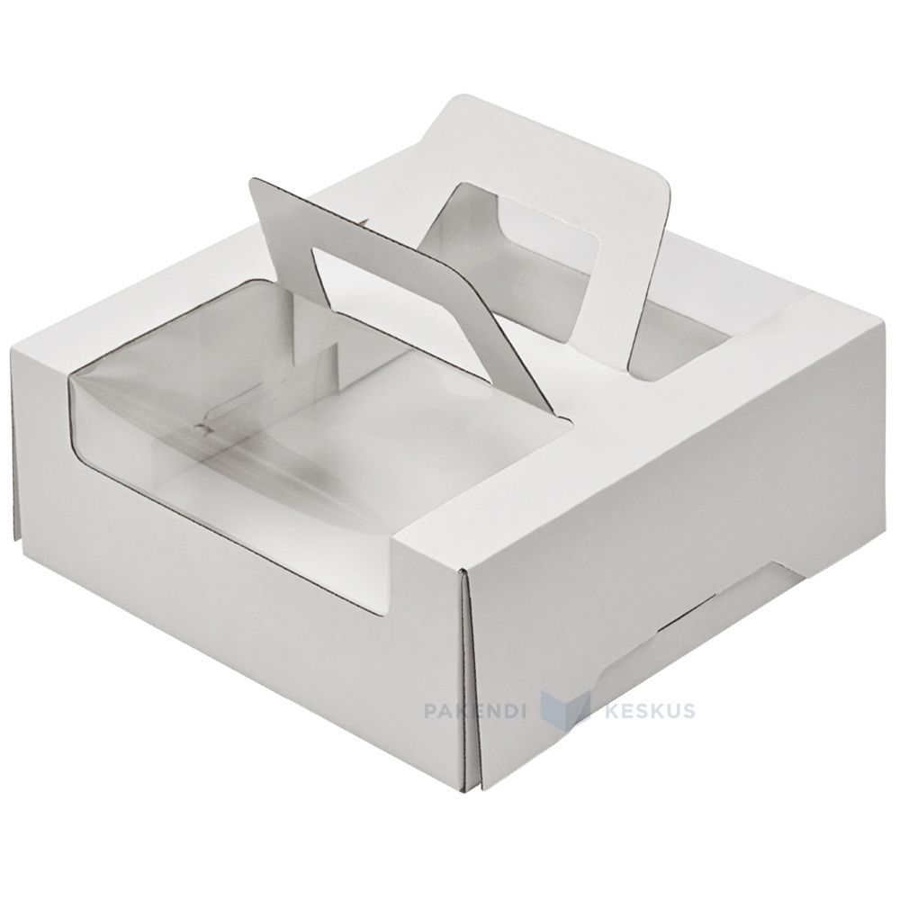 Cake box with window and handle 25x25+10cm, 25pcs/pack - Packforce