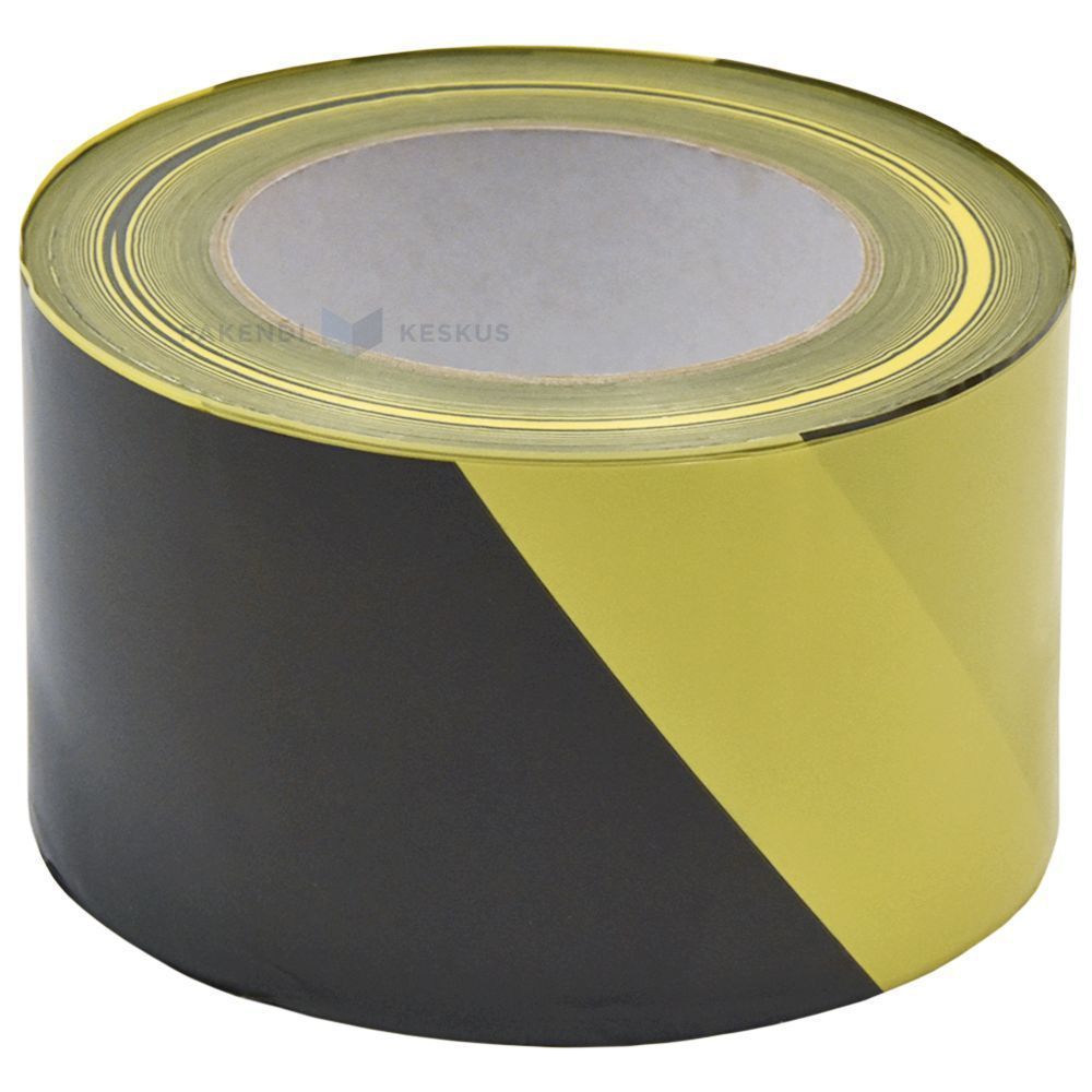 Black-yellow barricade ribbon 75mm wide, 200m/roll - Packforce