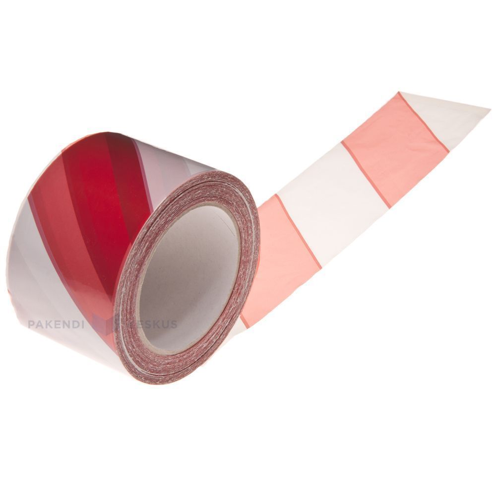 Red-white barricade ribbon 75mm wide, 200m/roll - Packforce