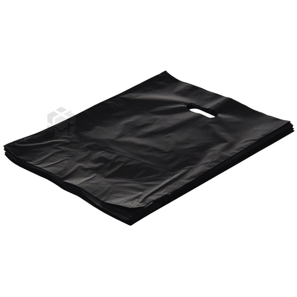 Black plastic bag with punch hole handle 30x40cm, 100pcs/pack - Packforce