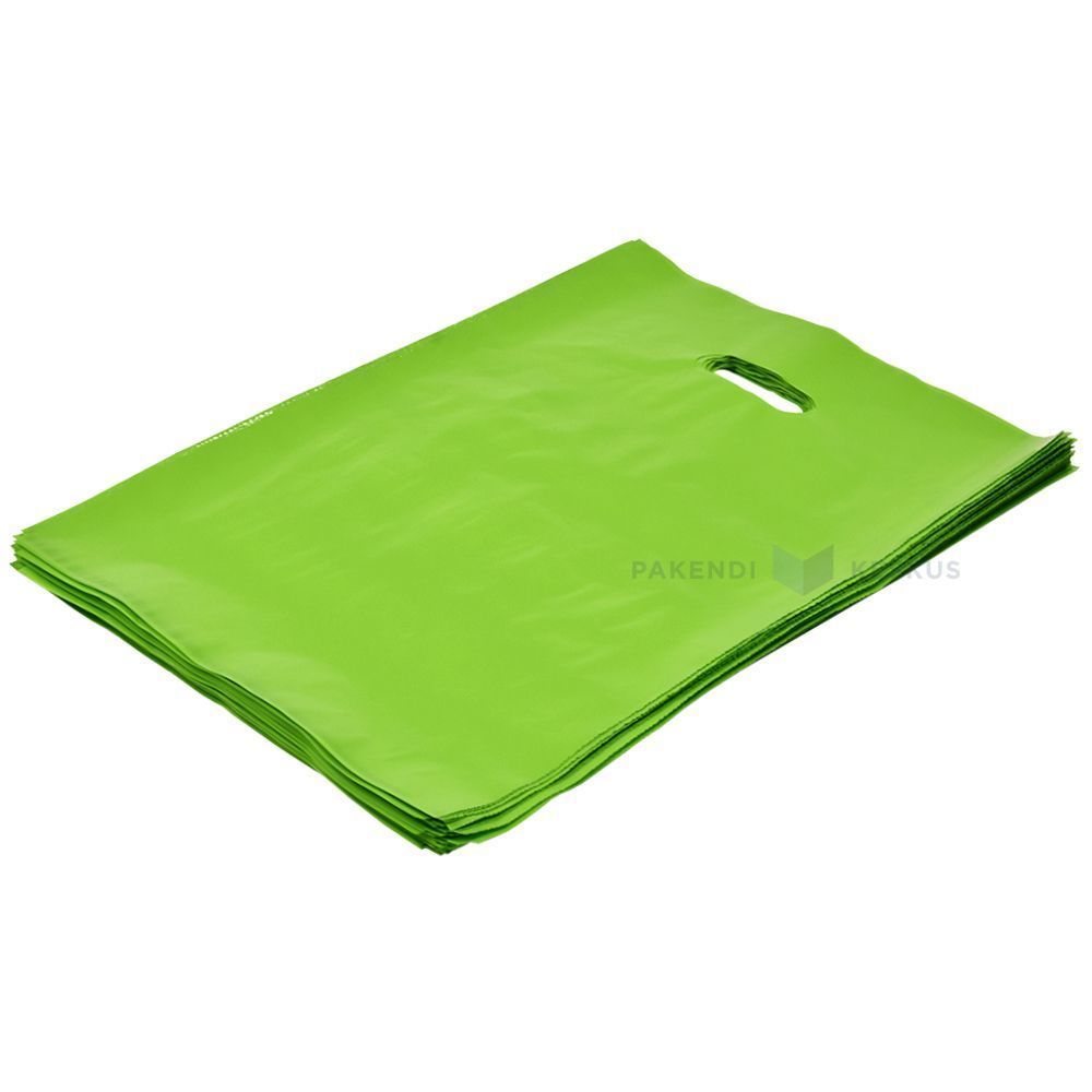 Green plastic bag with punch hole handle 30x40cm, 100pcs/pack ...