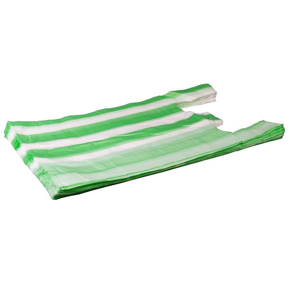 Särksangaga rohelise-valge triibuline kilekott 30+18x55cm, pakis 100tk ...
