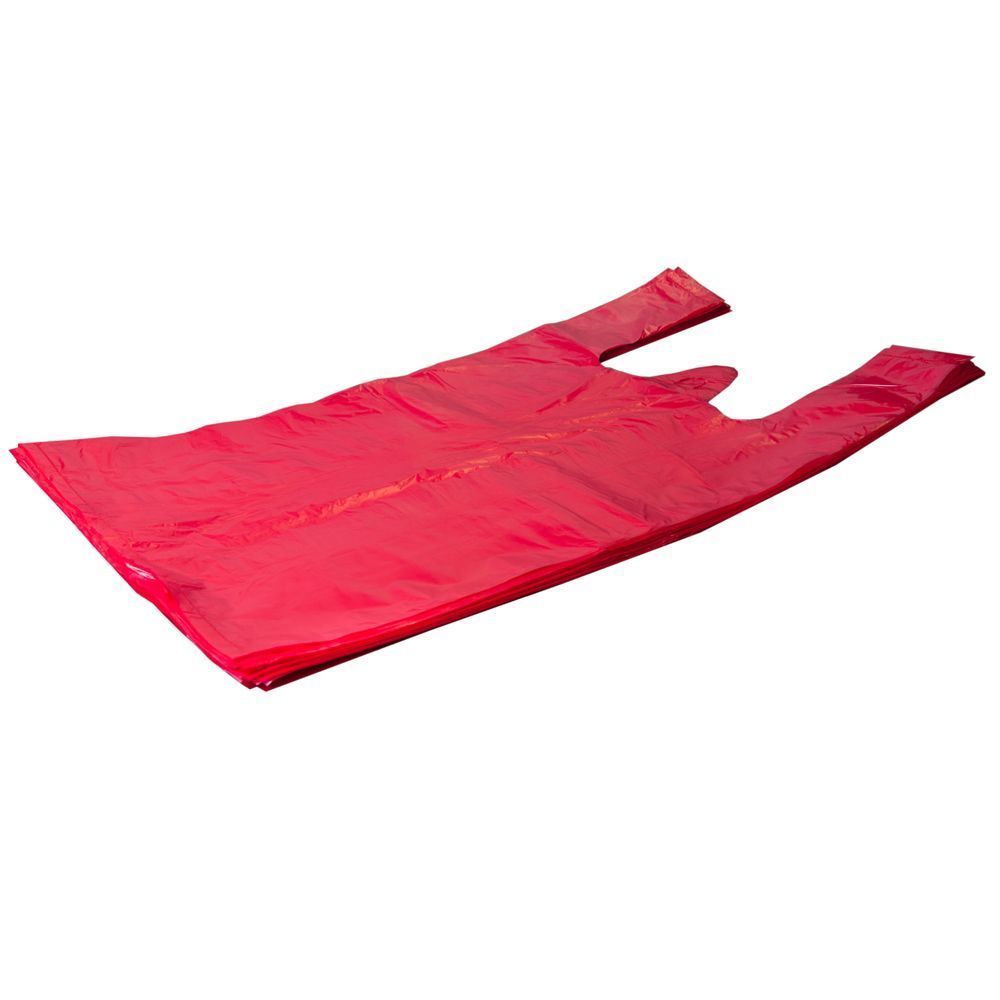 Särksangaga punane kilekott 30+18x55cm, pakis 100tk - Pakendikeskus