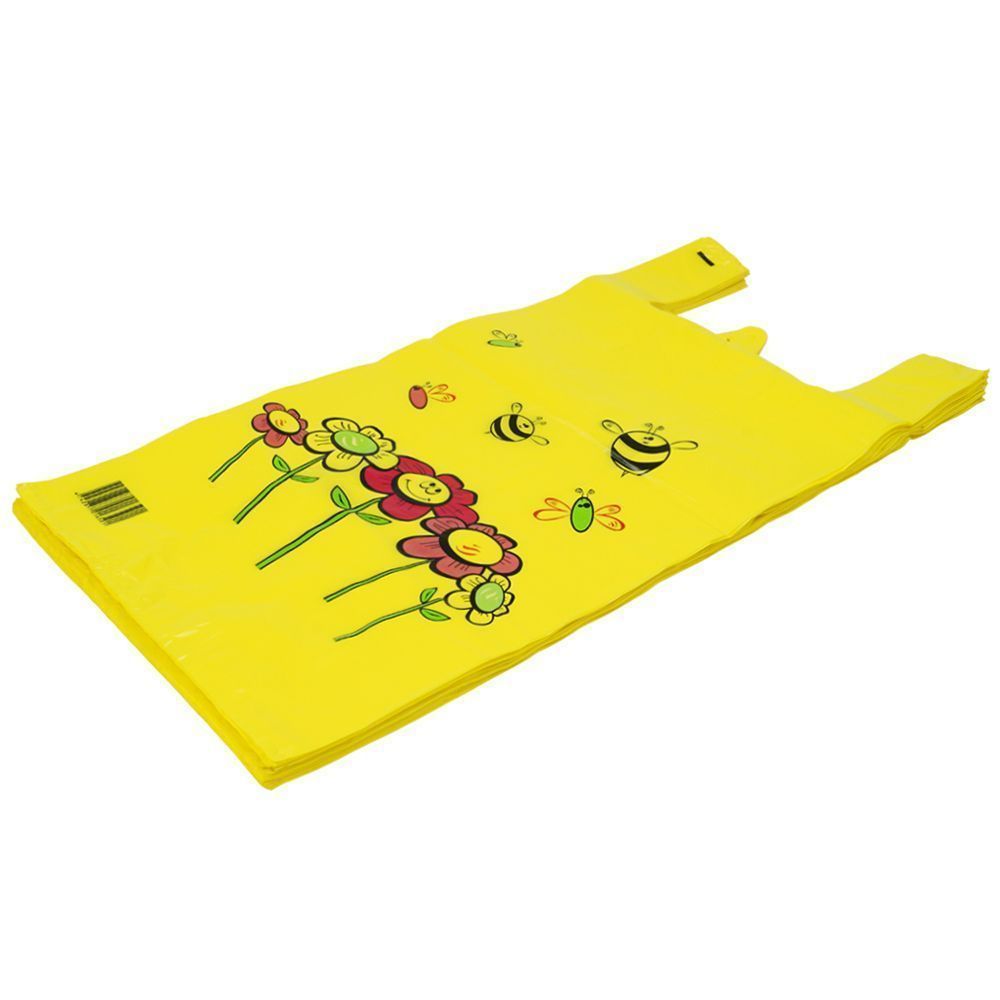 Särksangaga kollane kilekott ''Lilled'' 30+18x64cm, pakis 50tk ...