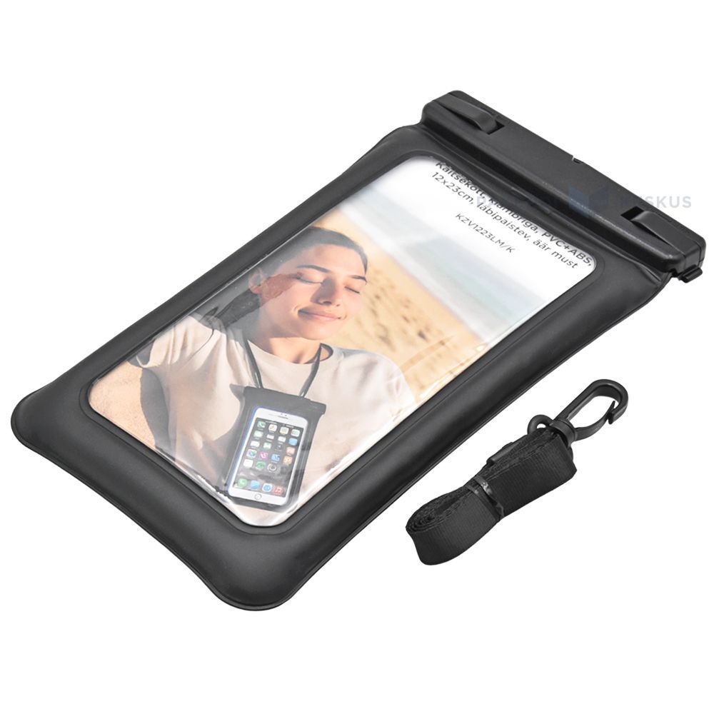 Transparent protection bag with black borders and clip PVC+ABS 12x22cm ...