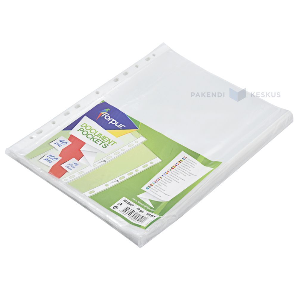 Kiletasku dokumentidele U-tasku A4 köidetav Forpus, pakis 100tk ...