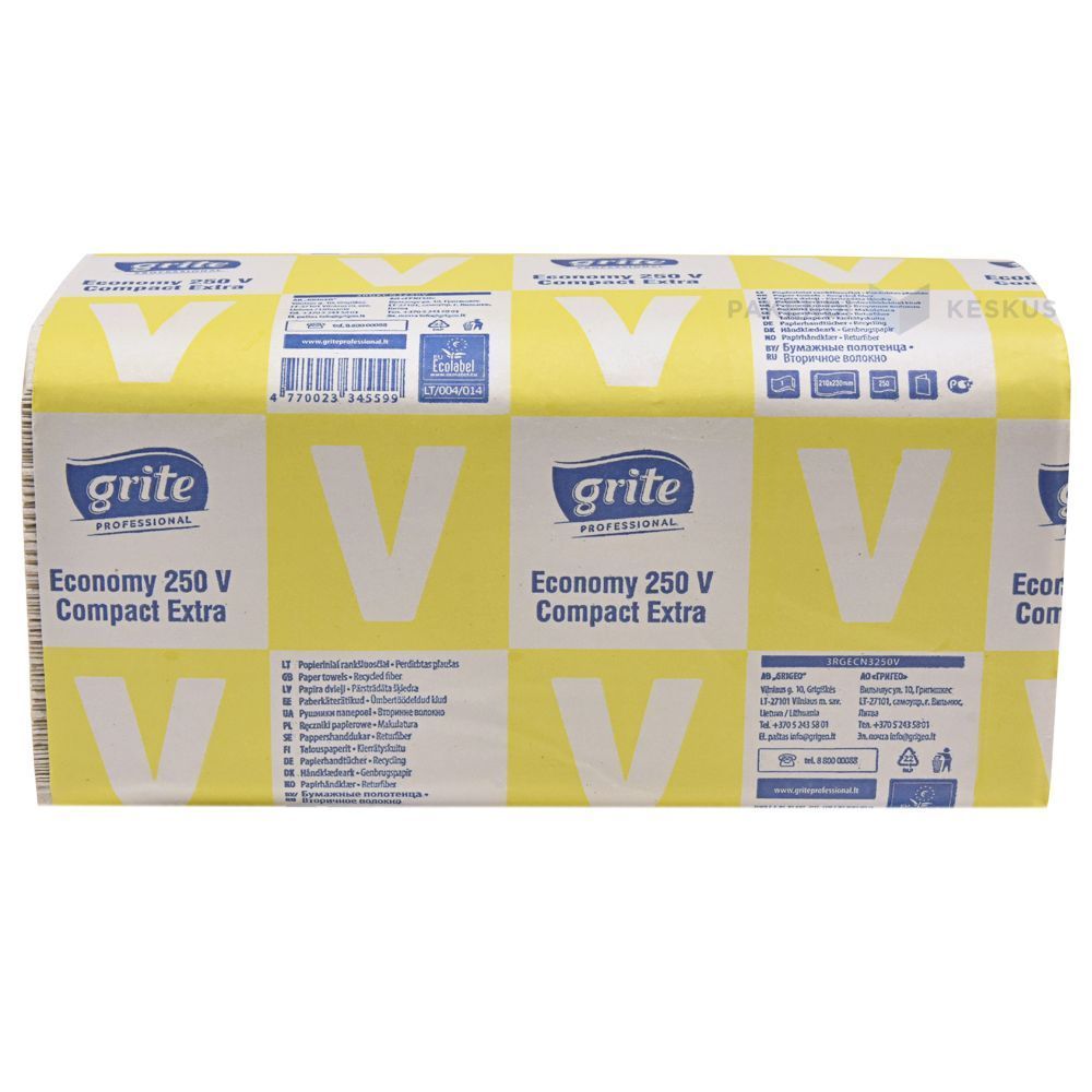 Paperipyyhe Grite Economy Compact, 220x225mm, 2-kerros, V-fold, 250kpl ...
