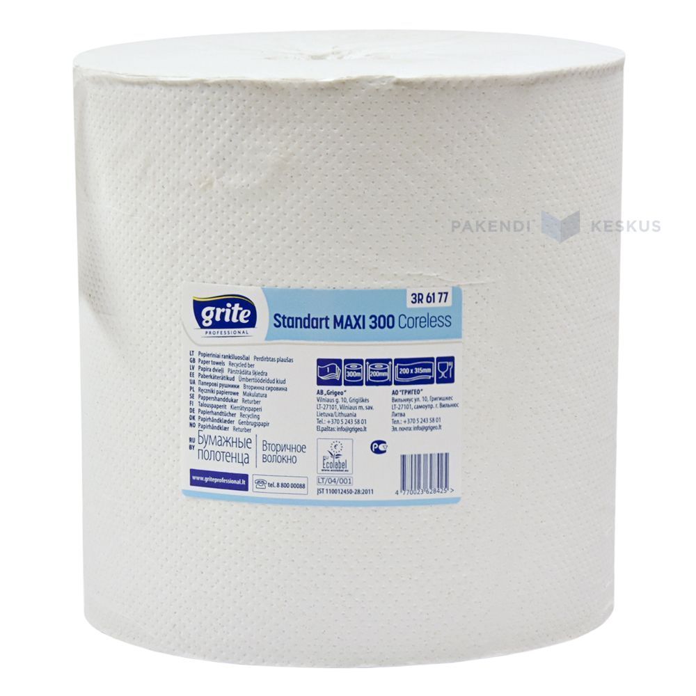 1-kerroksinen paperipyyhe Grite Standard Maxi 300 20cm, hylsytön, 300m ...