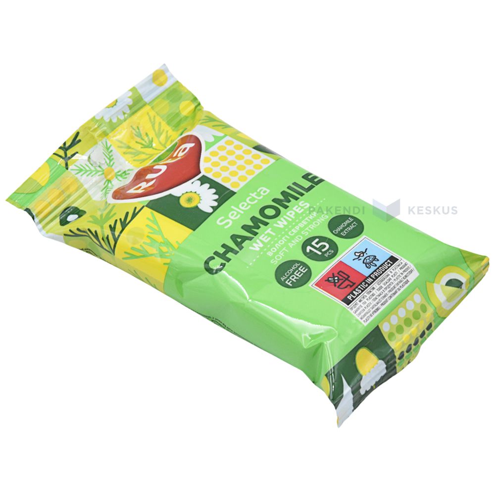 Wet wipes with chamomile Ruta 13x18cm, 15pcs/pack - Pakendikeskus