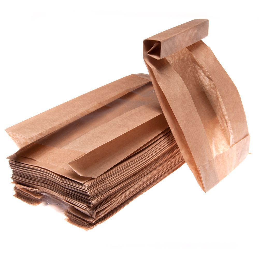 Brown paper bag with window 12+5x24cm, 100pcs/pack - Packforce