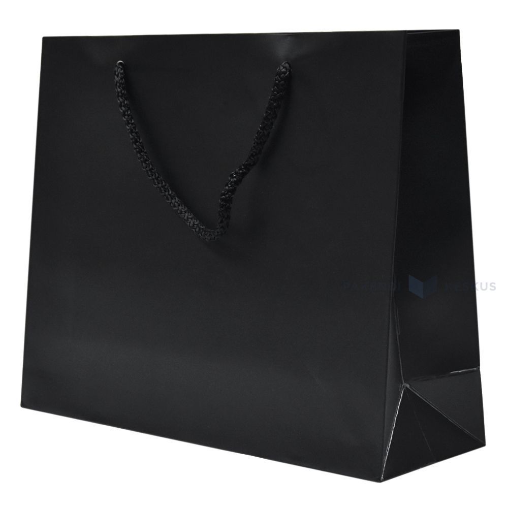 Lahjakassi mattamusta narukahvoilla 25+8x20cm - Packforce