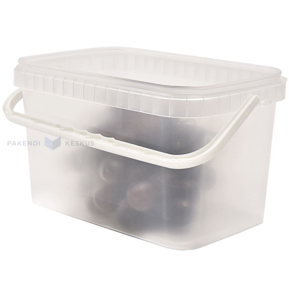 Läbipaistev kandiline plastikämber ILMA KAANETA sangaga 3000ml / 3L - Pakendikeskus