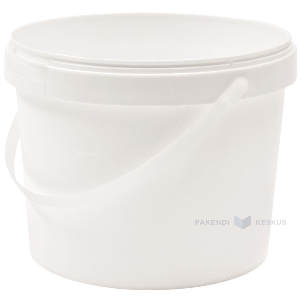 White plastic bucket without lid with handle 3000ml / 3L with diameter 195mm - Pakendikeskus