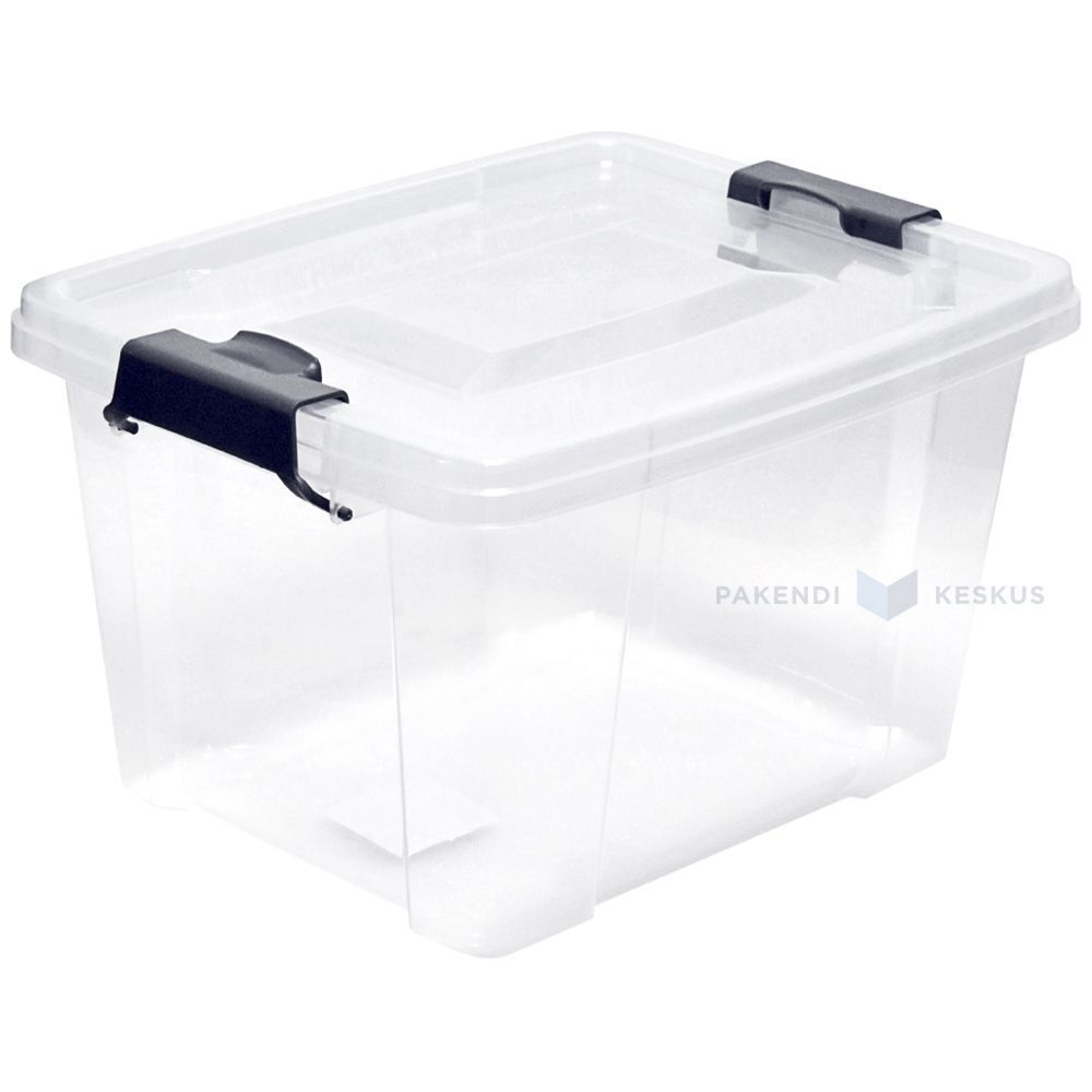 Transparent storage box with lockable lid 350x285x210mm 12L - Packforce