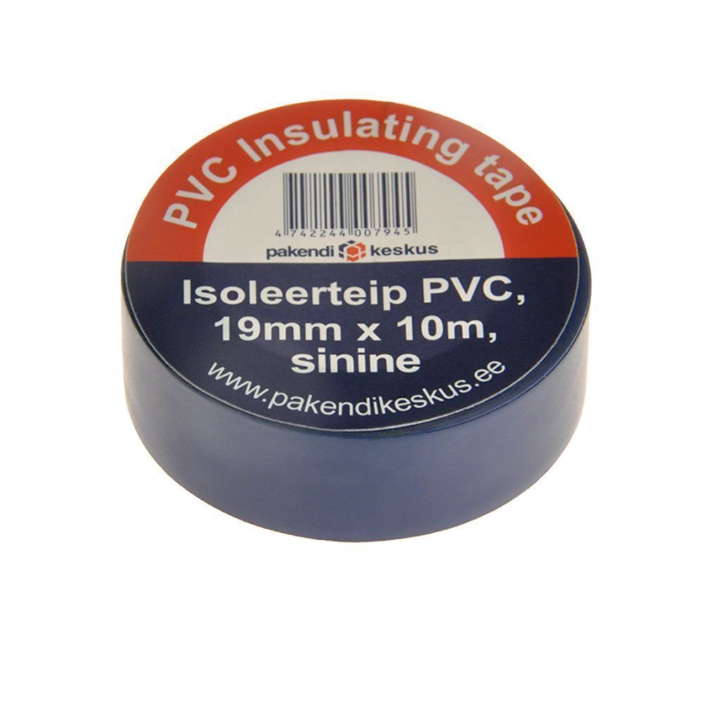 Blue insulating tape 19mm wide, 10m/roll - Pakendikeskus