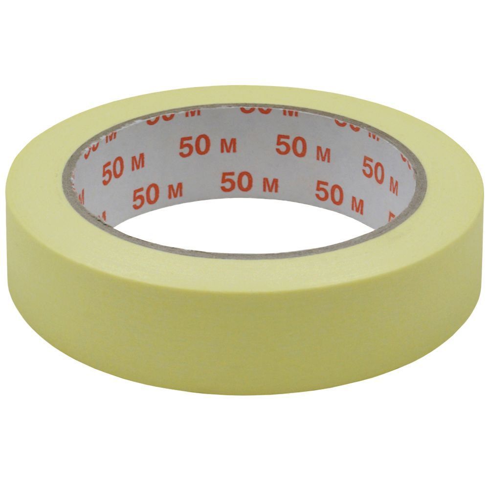 Masking tape with strong glue 25mm wide +60C, 50m/roll - Pakendikeskus