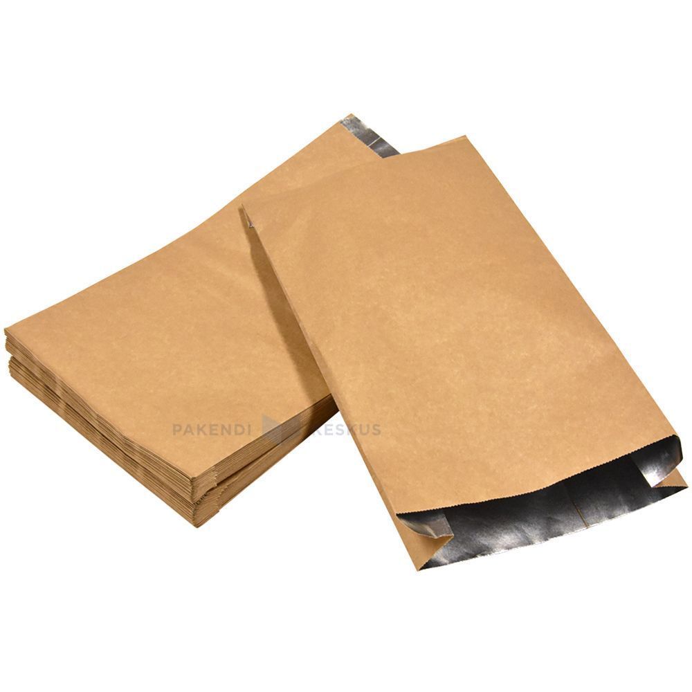 Brown laminated paper grillbag with foil 18+6,5x33cm, 100pcs/pack ...