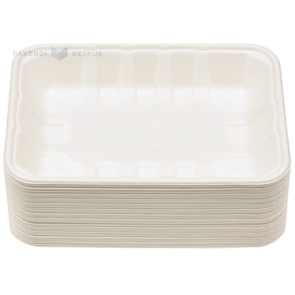 Tray 100% biodegradable/compostable 18x13,4x2,5cm, 50pcs/pack - Packforce