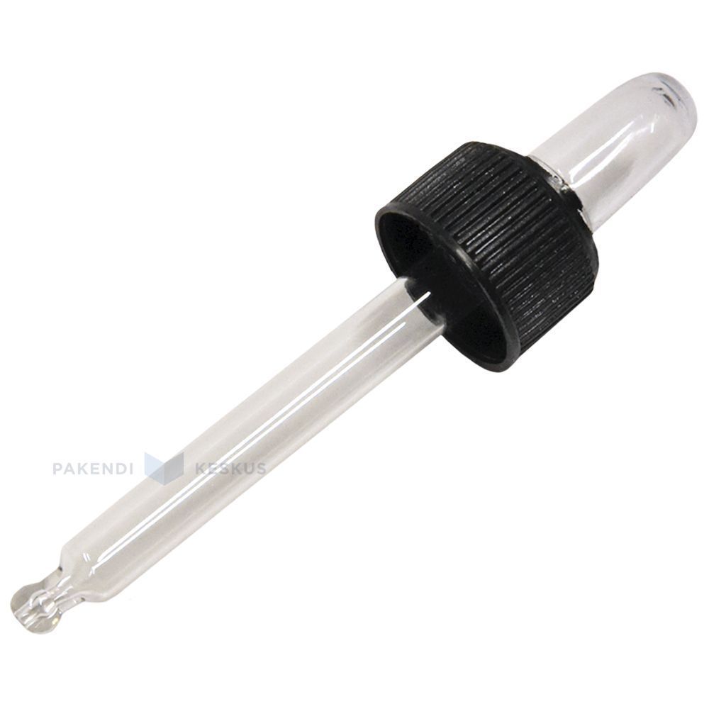 Black pipette dropper for 10ml glass bottle with diameter 18mm - Packforce