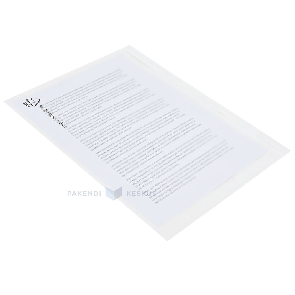 Kleebitav paberist dokumenditasku A4, pakis 100tk - Pakendikeskus